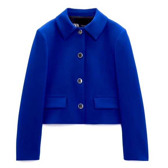 Zara | Jackets & Coats | Nwt Zara Blue Blazer With Metal Buttons S ...
